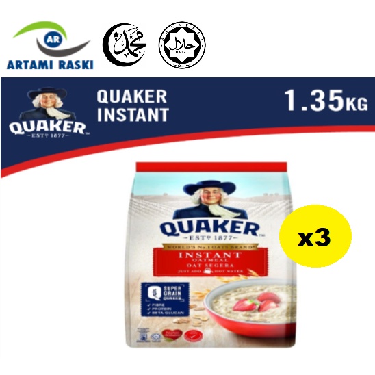 🔥MEGA SALE🔥QUAKER Instant Oatmeal (1.35kg x 3 Packets) | Shopee Malaysia