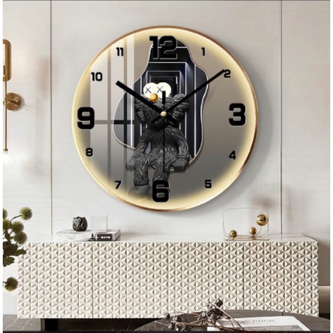 Bearbrick Decor Clock, Modern Luxurious Mirror Finish, Drifting Needle ...