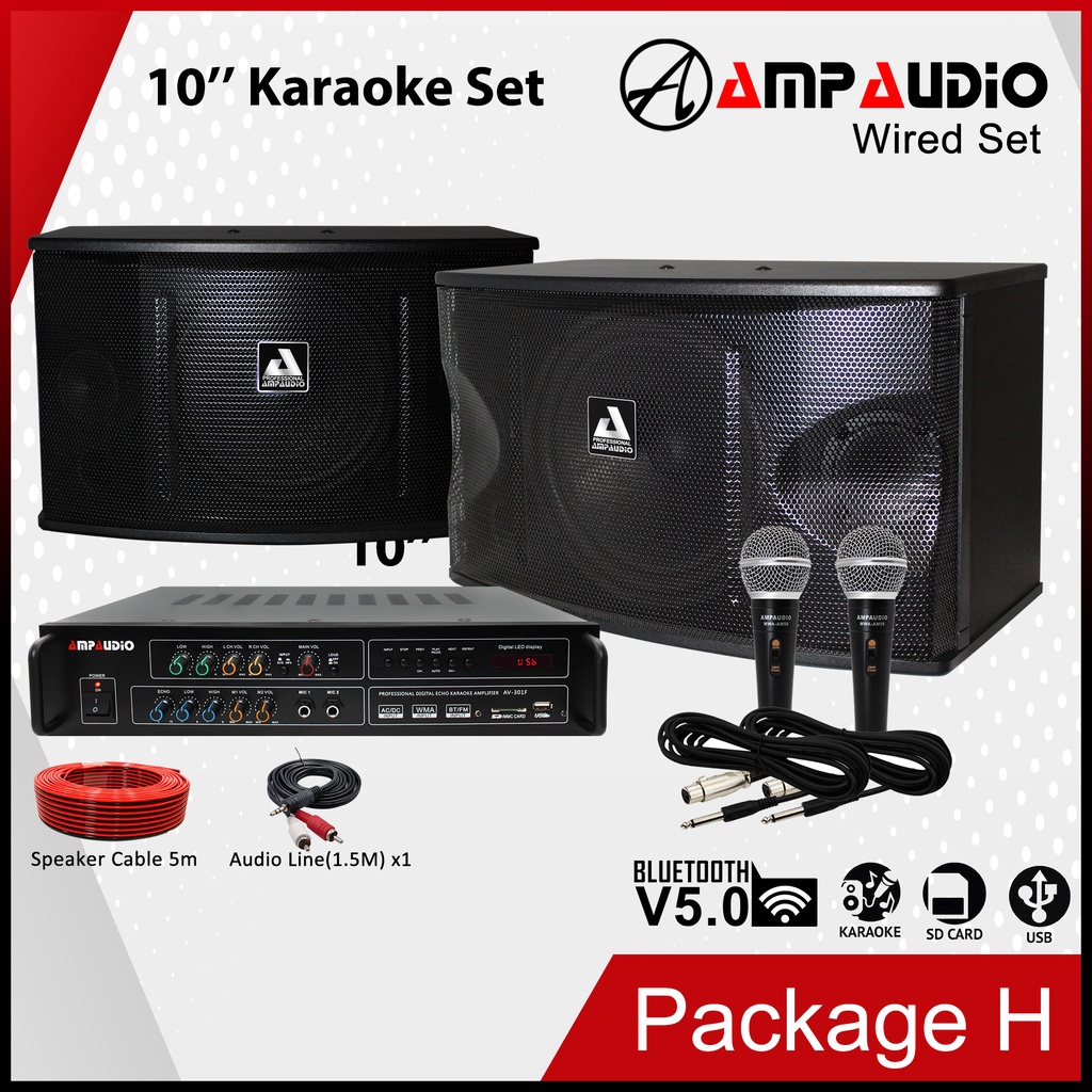 AmpAudio Karaoke Speaker Set 10inch speaker Full set ( Package H ...