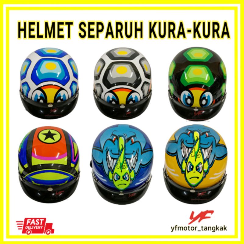 HELMET SEPARUH KUDA SHARK DESIGN 46 TURTLE CARTOON mhr steng half hat ...