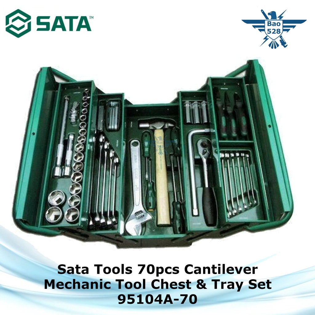 Sata Tools 70pcs Cantilever Mechanic Tool Chest & Tray Set 95104A-70 ...