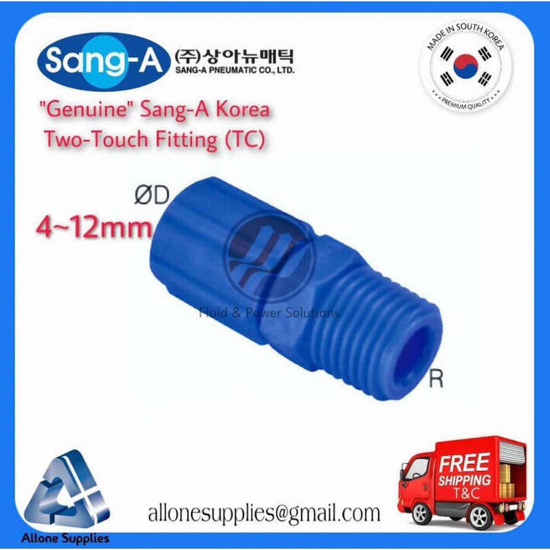 Sang-A TC Series Two-Touch Fitting "Made in Korea" Male Straight Thread ...