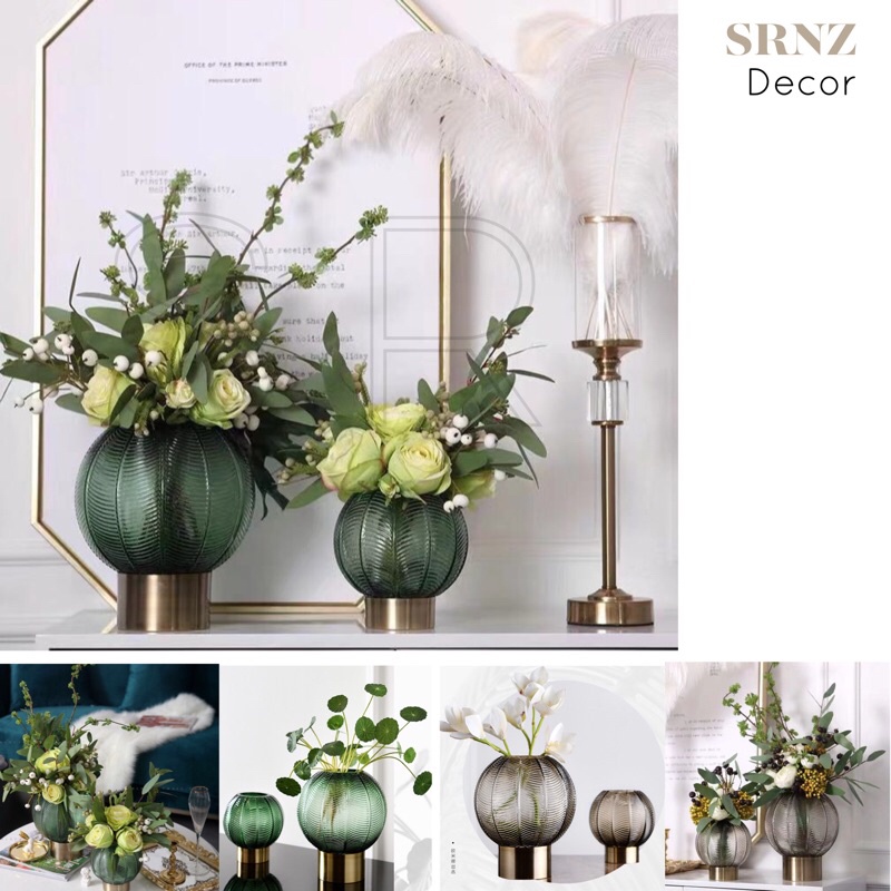 🇲🇾READY STOCK🇲🇾 ELLORA LUXURY GLASS FLOWER VASE POT DECORATION VASE ...