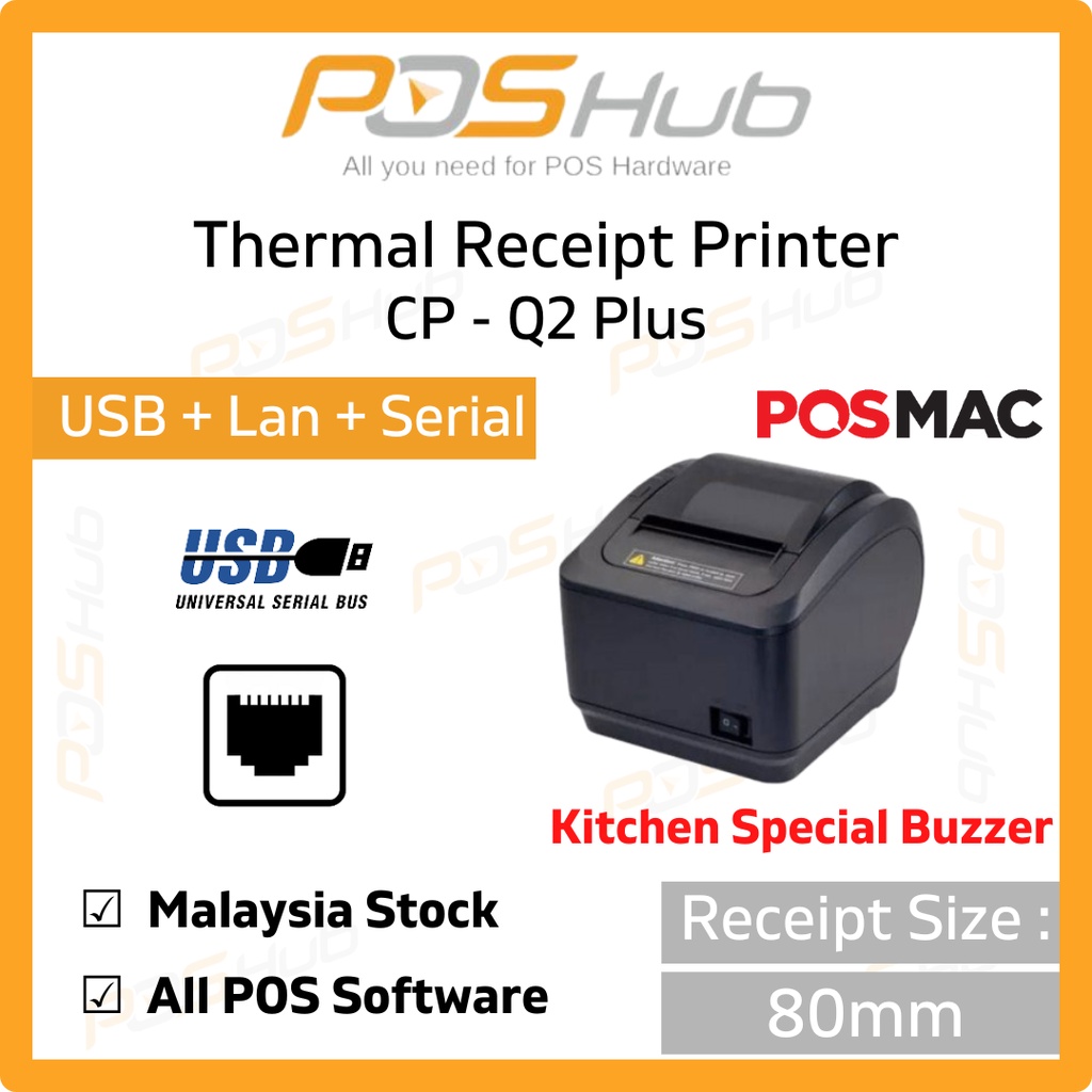 POSMAC CP-Q2 Plus Pos Thermal Receipt Printer 80mm with pending beep ...