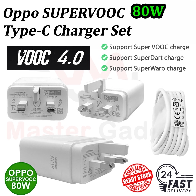 OPPO Reno Charger 100W 80W Super VOOC 4.0 Adapter Type-C USB Cable Support VOOC Fast Flash ...