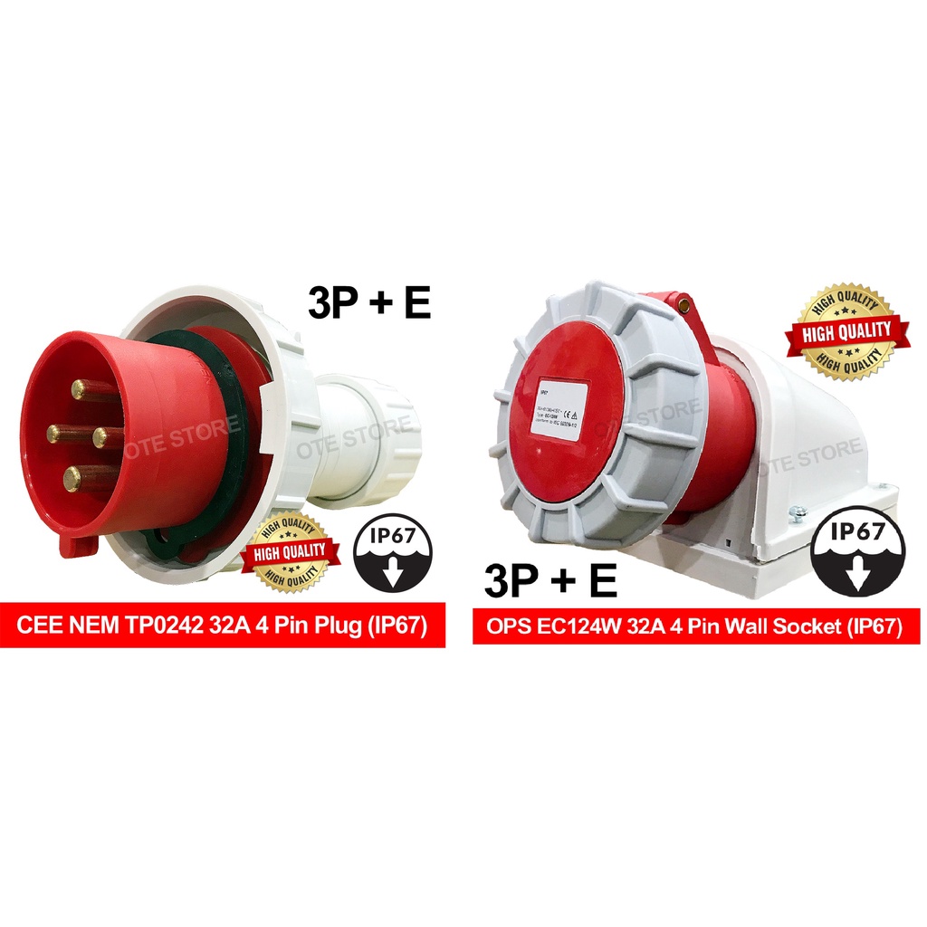 CEE IP67 32A 4PIN PLUG / WALL SOCKET | Shopee Malaysia