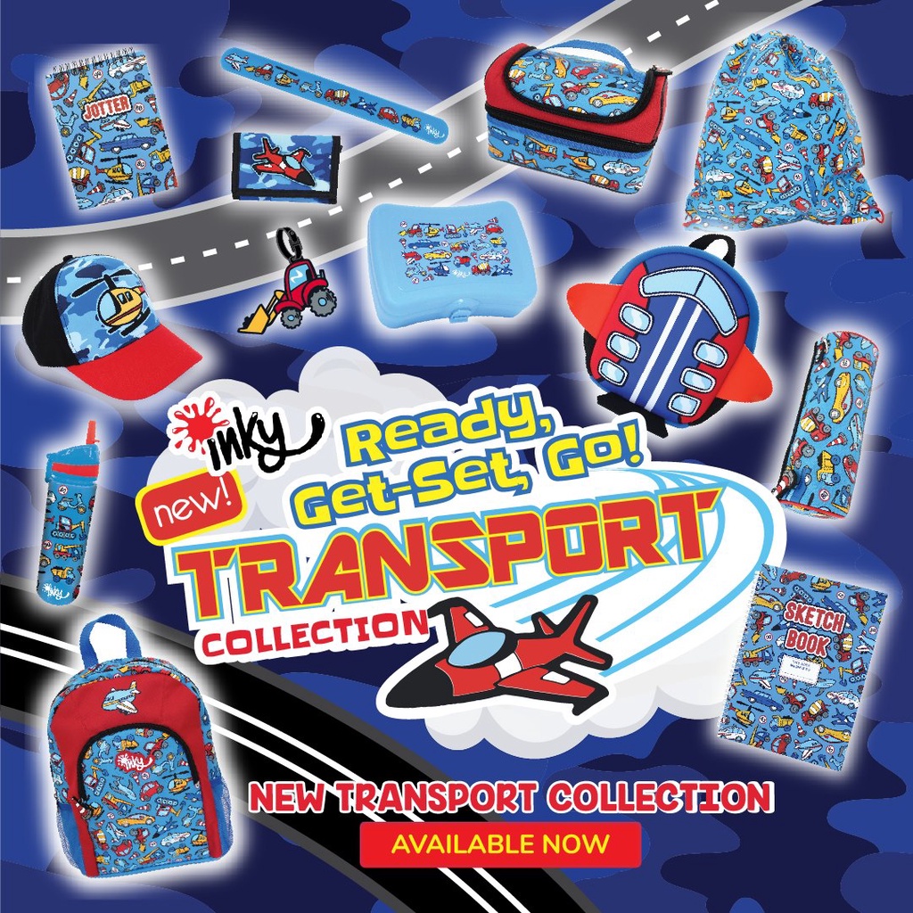 Inky Transport Collection Backpack Jotter Notebook Cap Cars Helicopter ...