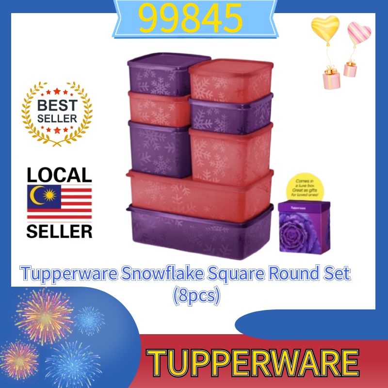 Tupperware Snowflake Square Round Set (8pcs) | Shopee Malaysia