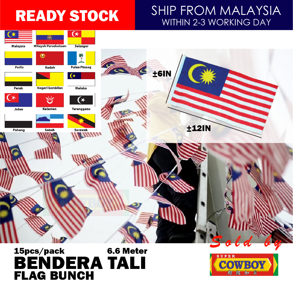 Bendera Malaysia Negeri Jenis Tali Jalur Gemilang Panjang Gantung ...