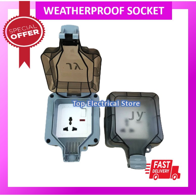 JY WEATHERPROOF OUTDOOR 13A UNIVERSAL SWITCHES SINGLE WALL SOCKET (IP66 ...