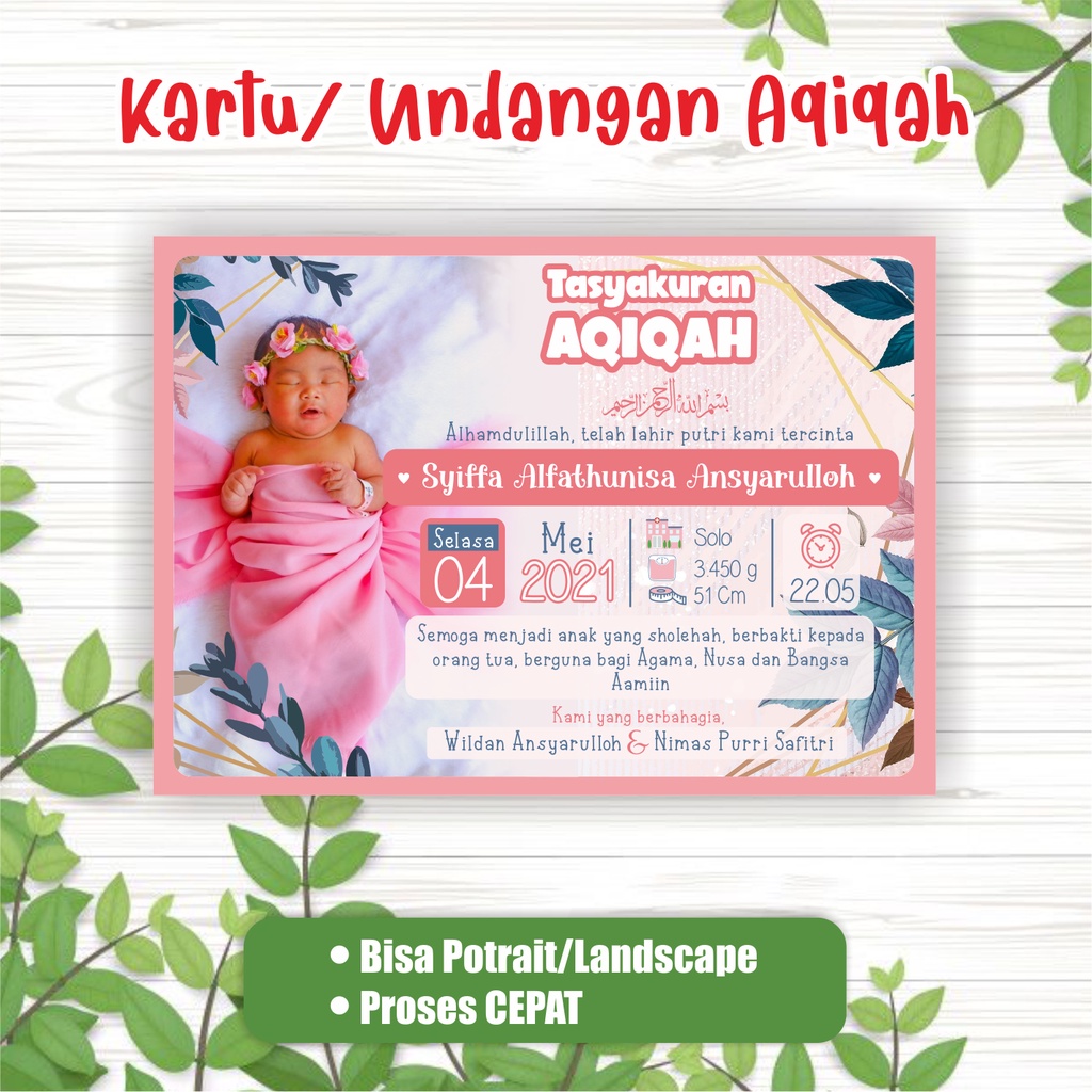 Aqiqah TASYAKURAN CARD AQIQAH CARD TASYAKURAN CARD THICK APPLIED CARD ...