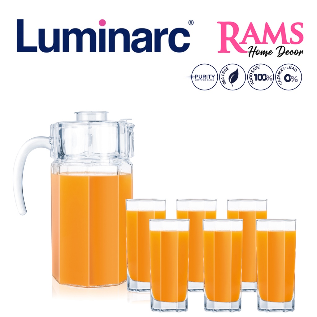 Luminarc Octime 7 Pcs Water Drink Set / 1600ML Jug / Transparent Jug ...