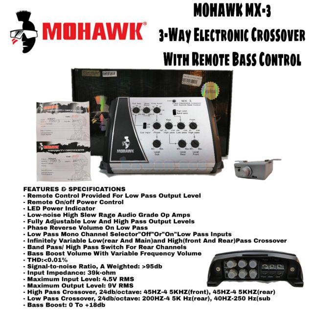 MOHAWK MX-3 3Way Electronic Crossover With Remote Bass Control | Shopee ...