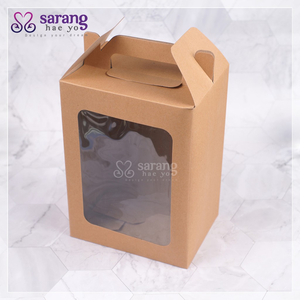 Plain Craft Box with Handle Window Box Kahwin Nikah Tunang Doorgift Box ...