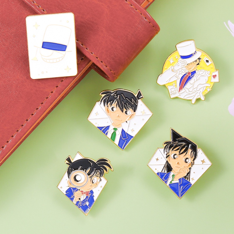 5 Styles Detective Conan Surrounding Lapel Brooch Anime Character ...