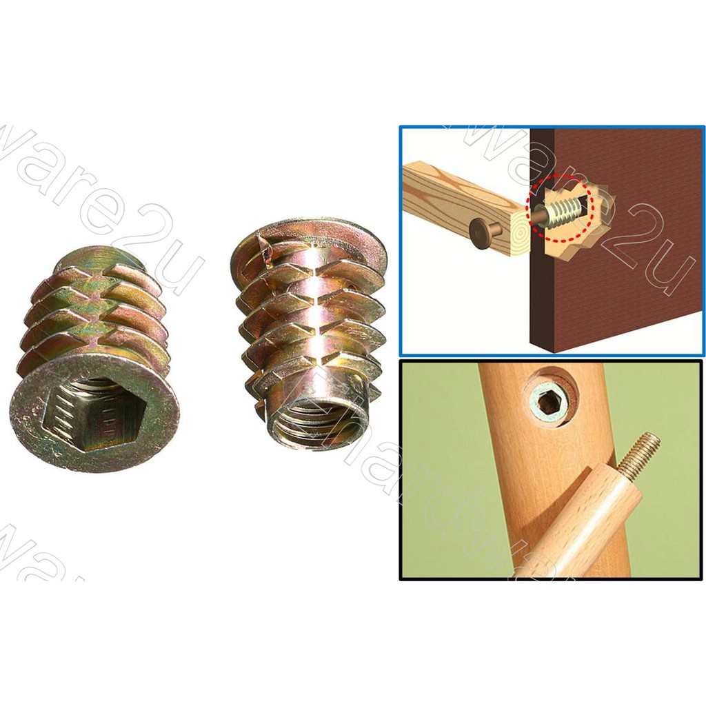 FURNITURE D-NUT WOOD INSERT NUT (DWIN) (10Pcs) | Shopee Malaysia