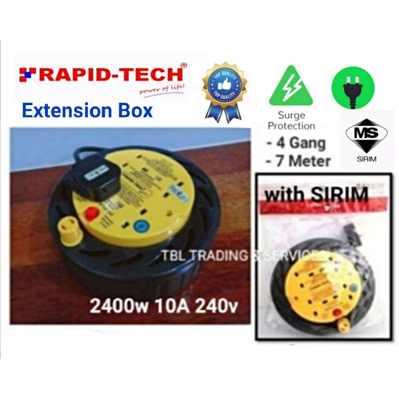 SIRIM APPROVED 4 Gang 7meter Socket Extension Trailing Socket / # ...