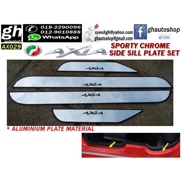PERODUA AXIA side sill chrome step plate cover set (4pcs, stainless ...