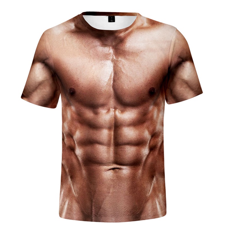 Men's T-shirt Summer Funny Body Six-pack abs Muscle T Shirt Camisetas ...
