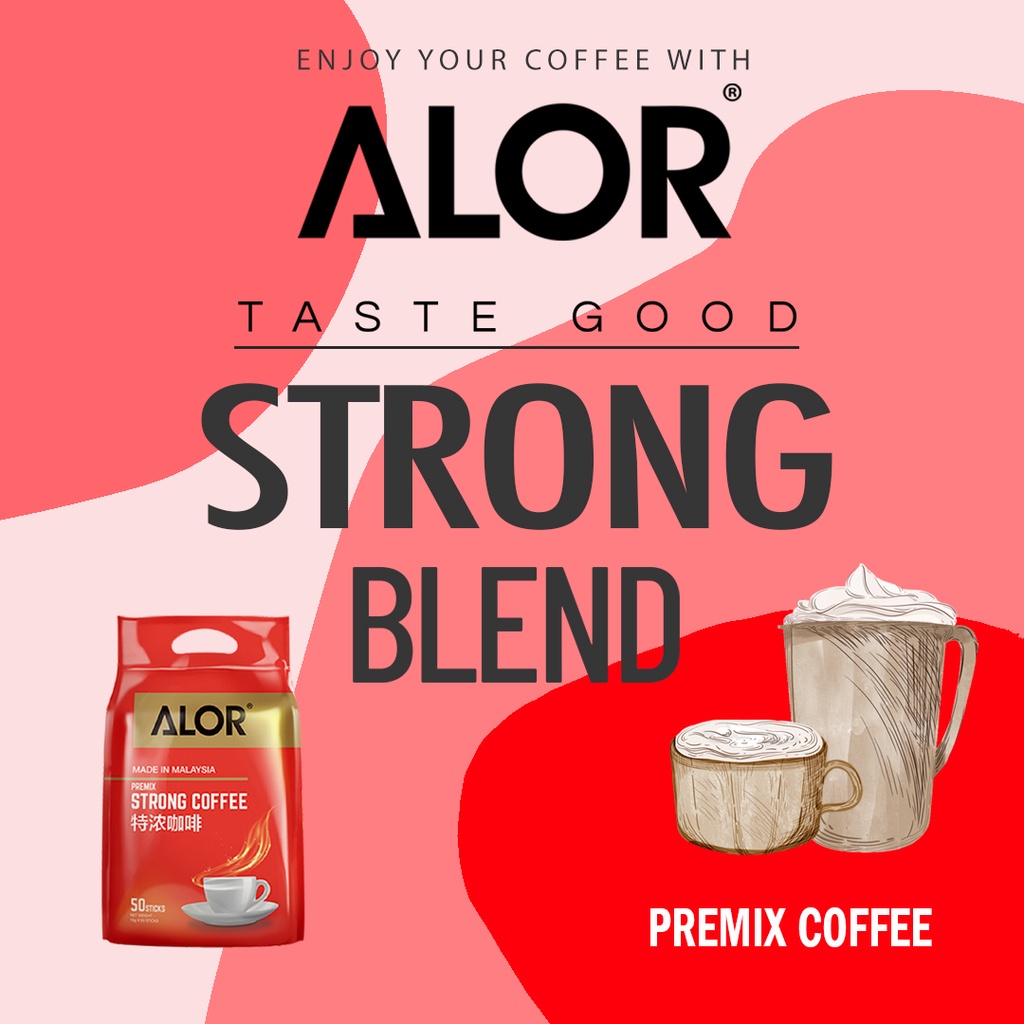 ALOR Kopi Pracampur Strong 3 in 1 (16g x 50 Sticks)/ ALOR Premix Strong ...