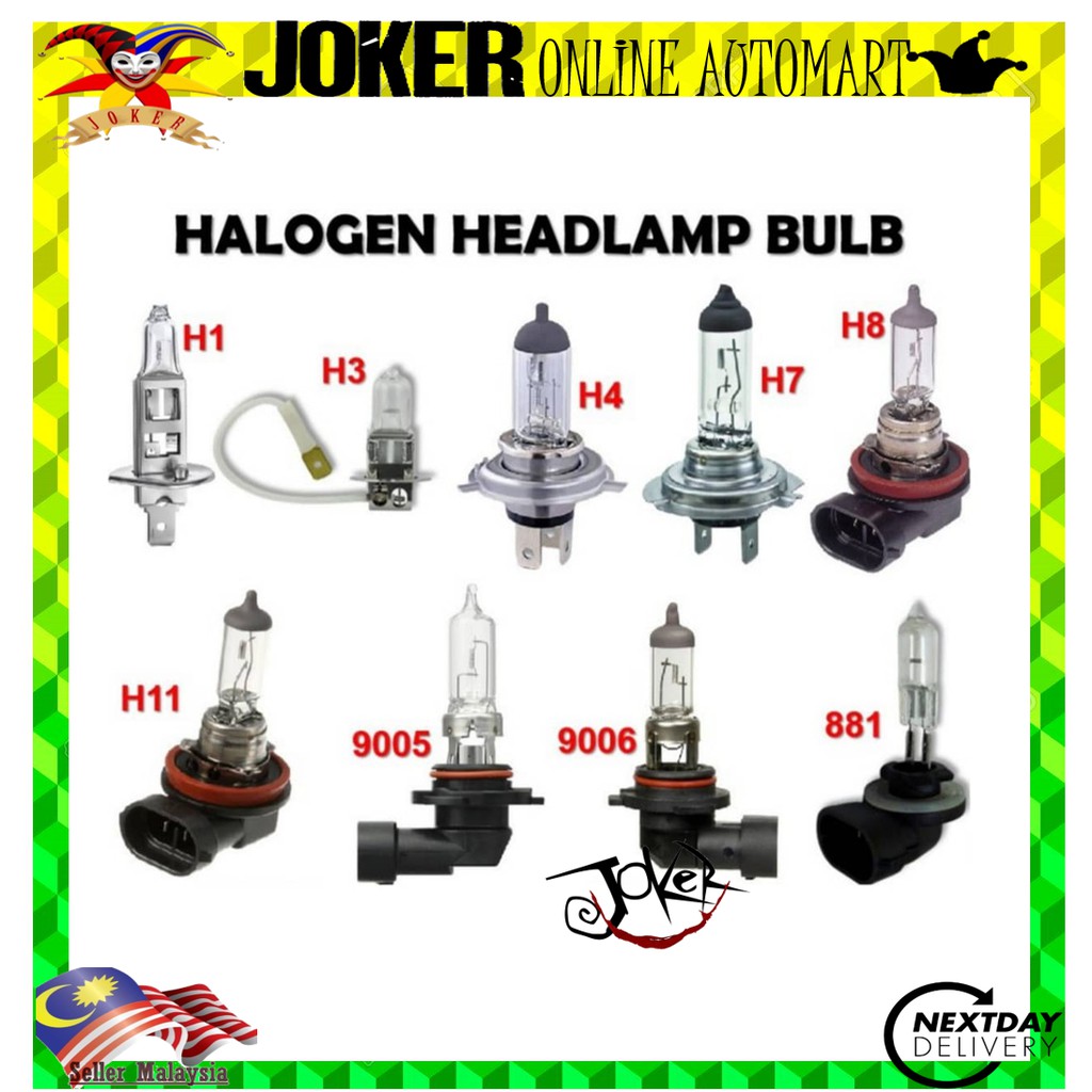 Car Motorcycle Halogen Headlamp Headlight Bulb H1 H3 H4 H7 H8/H11 9005/9006 881 880 bulb ...