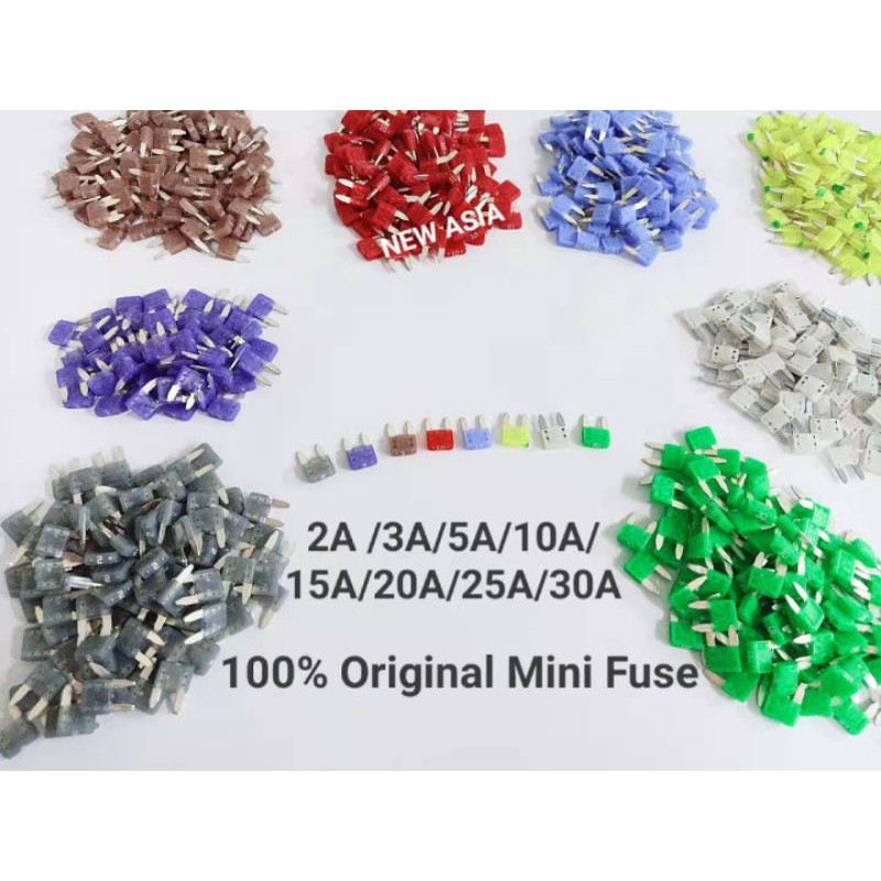 NEW 100% Original Car fuse Mini 1set 5pc 2A 3A 5A 10A 15A 20A 25A 30A Mini Blade Fuse For Car ...