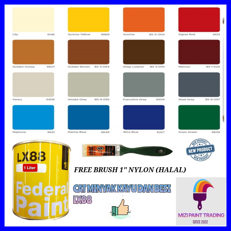 FEDERAL GLOSS PAINT LX88 (CAT MINYAK KAYU & BESI) CAT MINYAK KILAT ...