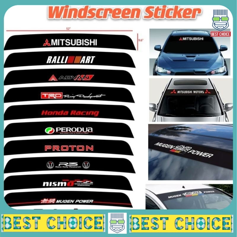 Stiker cermin kereta 10" Front CAR Windscreen Sticker all Black ...