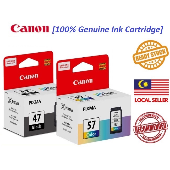 Canon PG-47 Black & CL-57 Color Ink Cartridge (Genuine Original set ...