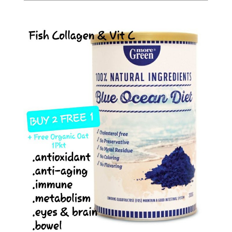 (B2F1F1)MORE GREEN Blue Ocean Diet 300g x 3 (exp 2024) | Shopee Malaysia