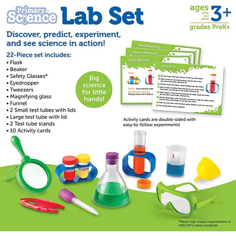 Learning Resources LER2784 Primary Science Lab Set Beaker Tweezers Test ...