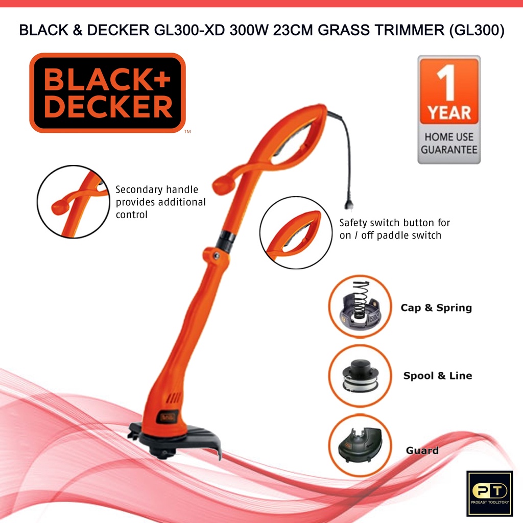 BLACK & DECKER GL300-XD 300W 23cm Grass Trimmer (GL300) | Shopee Malaysia