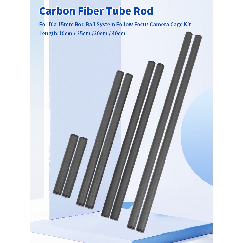 2Pcs 10cm / 25cm /30cm / 40cm Carbon Fiber Tube Rod for Dia 15mm Rod ...