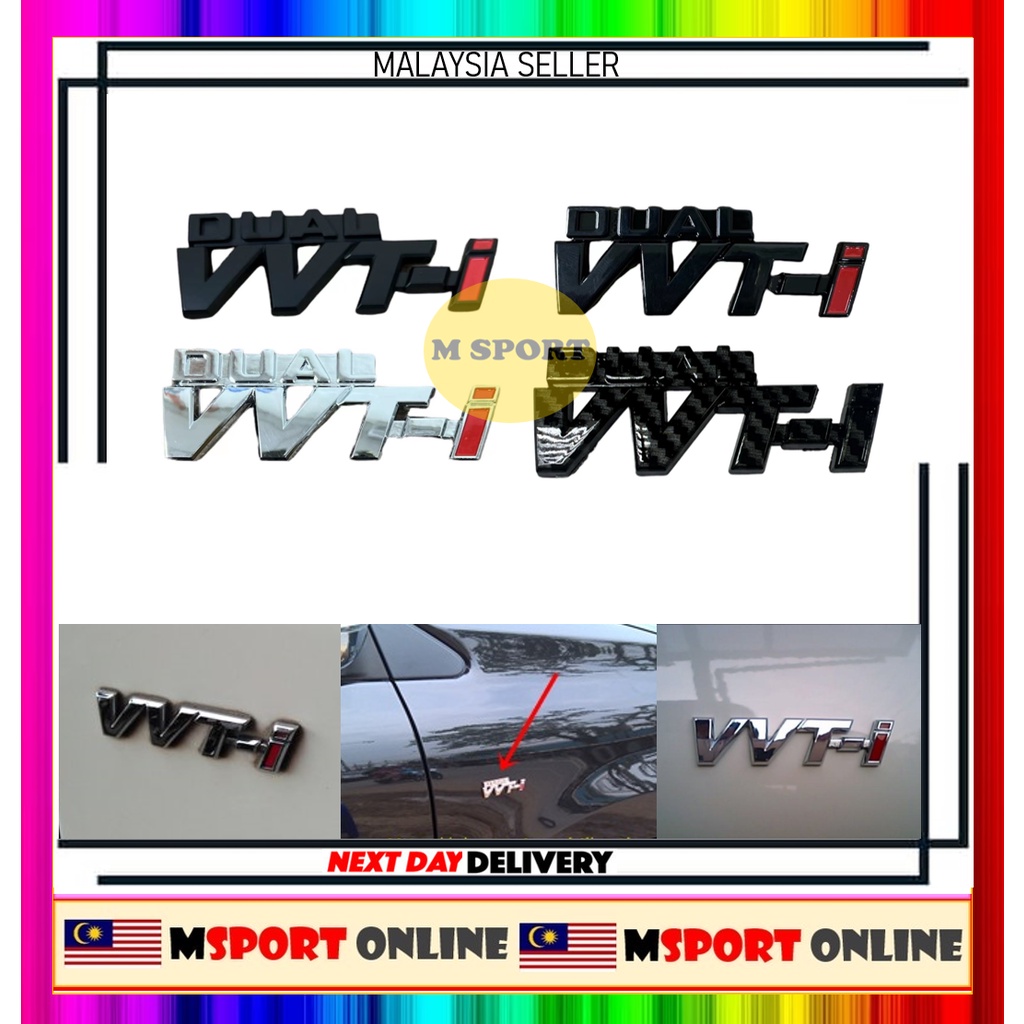 Car 3D DUAL VVT-i Logo Decal Sticker For PERODUA TOYOTA Car Body Tail ...