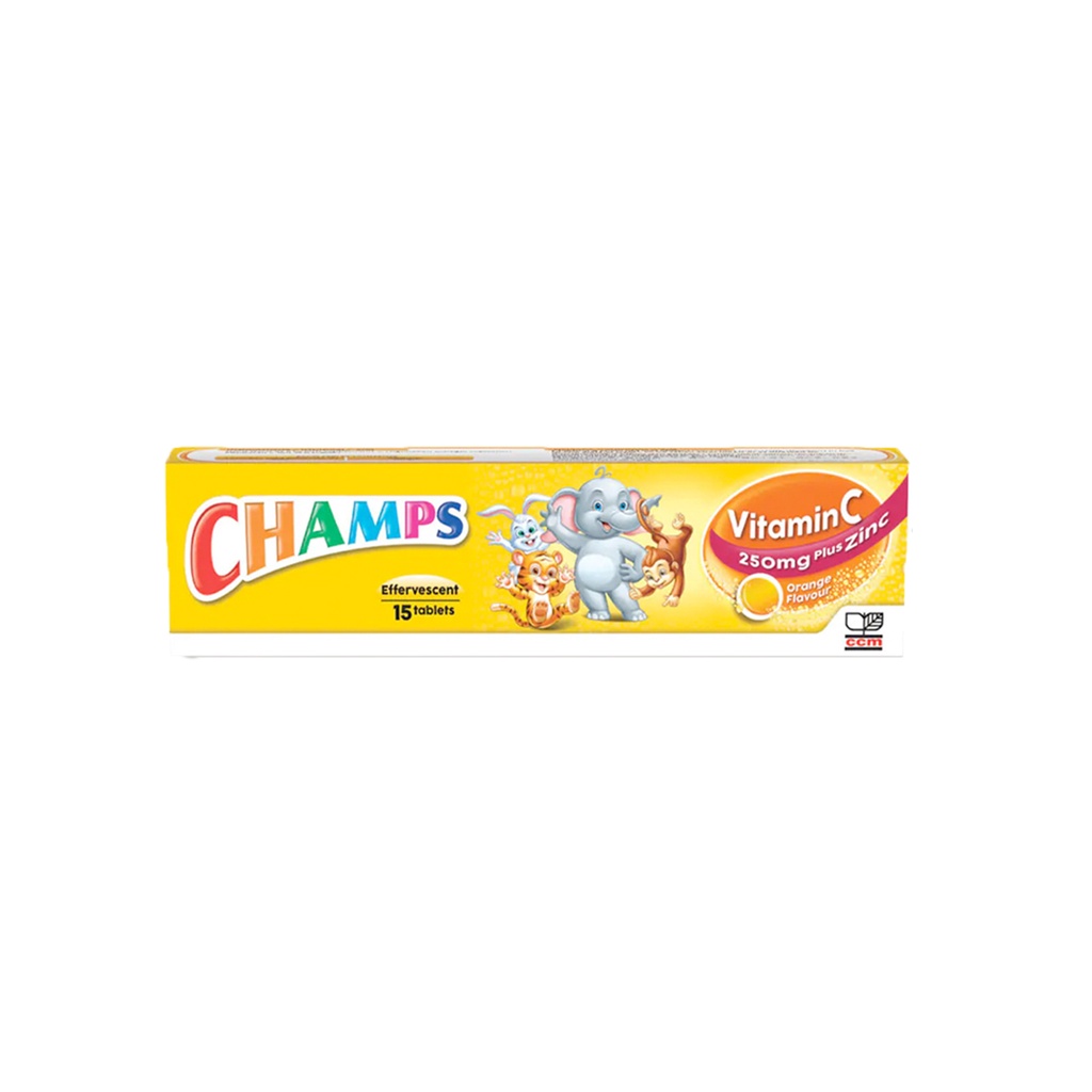 CHAMPS EFFERVESCENT VIT C 250MG PLUS ZINC 15'S | Shopee Malaysia