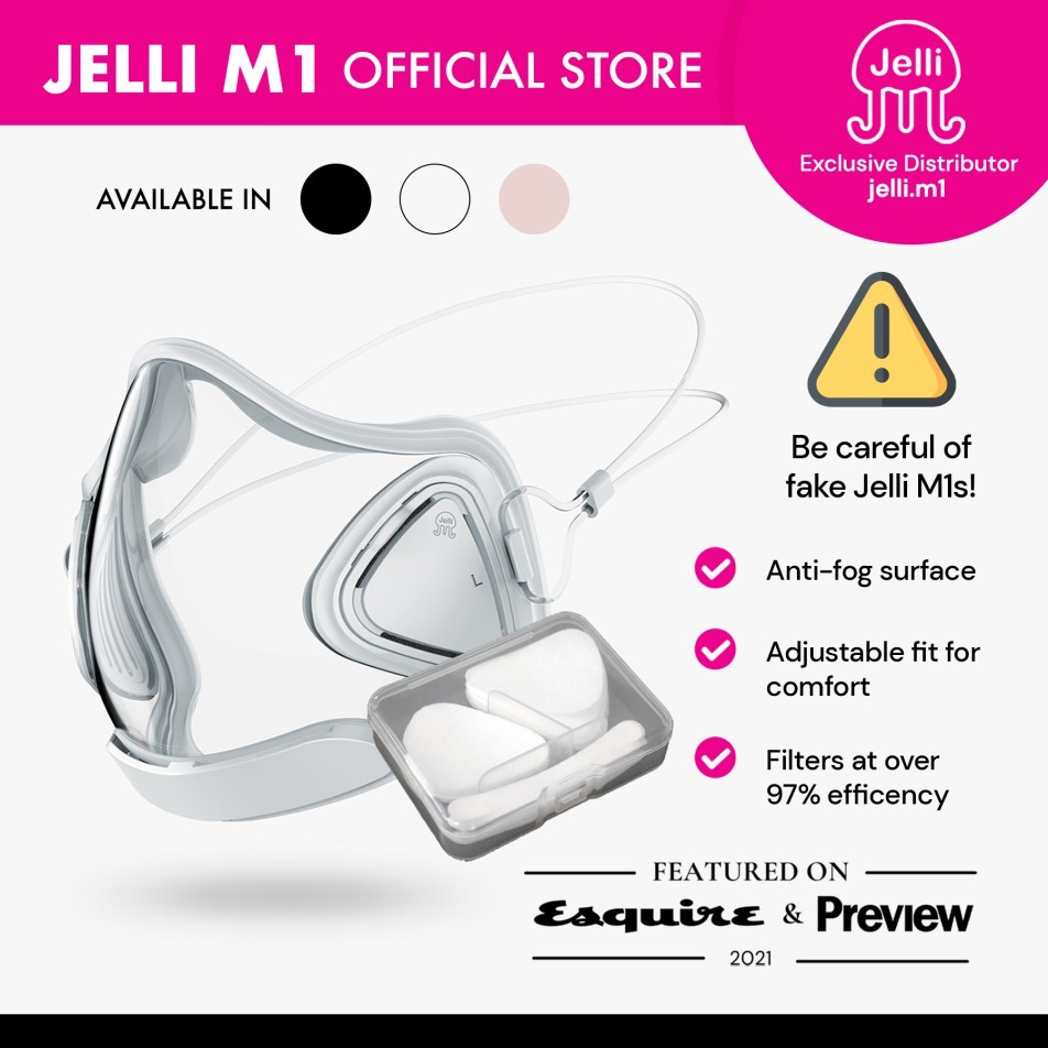Jelli M1 Mask Transparent Anti-Fog 3D Face adult Mask oversize Full ...