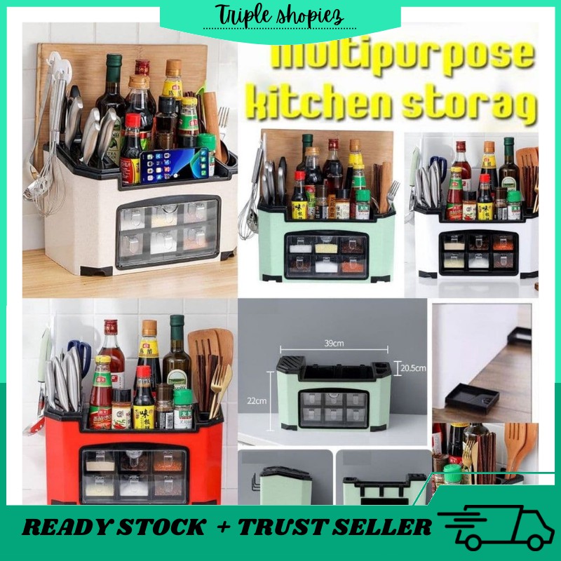Kitchen Rack Storage Box Six Grid Condiments Seasoning Organizer Set ...
