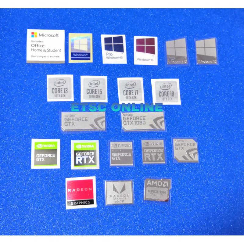 Metal Stickers Window 10 Pro Window 8 Nvidia Geforce GTX RTX CPU i9 i7 ...