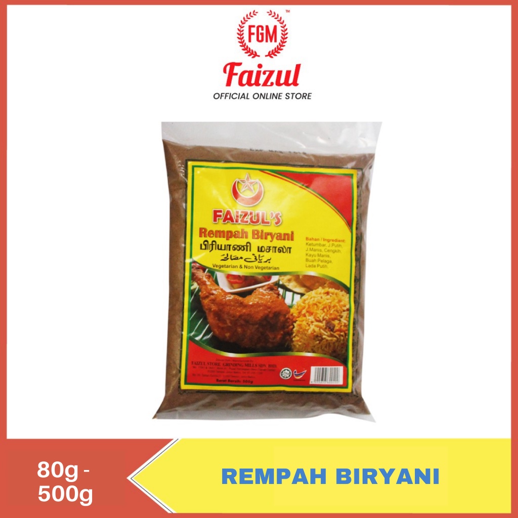 Rempah Briyani FAIZUL / Briyani Spice Premix 500g/250g/80g | Shopee ...