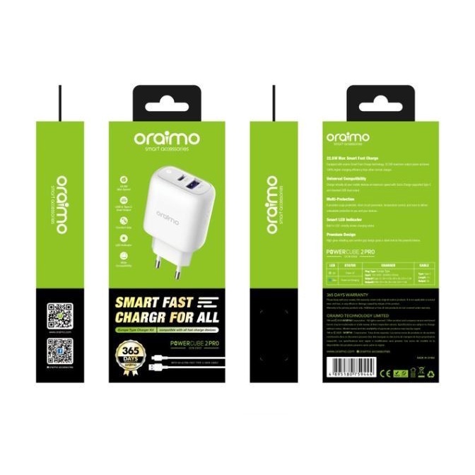 Oraimo Charger Original Dual Port Smart Ultra Fast Charging OCW-E96D ...