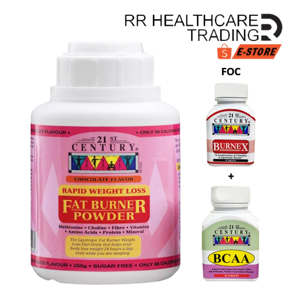 21st Century Fat Burner Powder 250g FOC Burnex 10s & BCAA 10s (Exp 02/ ...