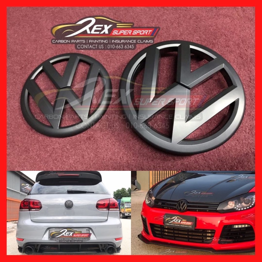 VW Volkswagen Logo Emblem Matte Gloss Black Golf Mk5 Mk6 Mk7 Mk7.5 ...