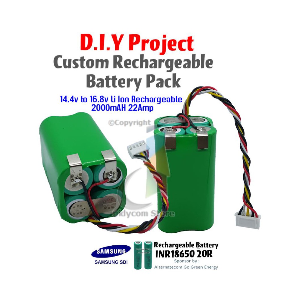 Samsung 18650 Battery Pack Custom DIY Lithium Ion INR18650 20R 22A ...