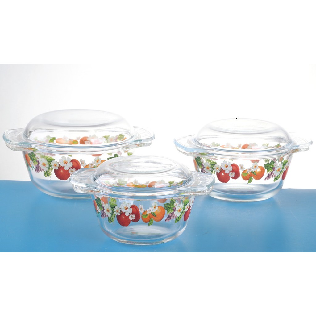 Giacomo 3pcs Round Borosilicate Glass Casserole / bakeware / serveware ...