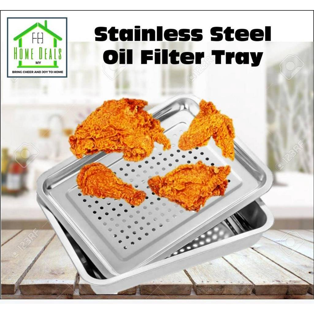Stainless Steel Cooking Oil Filter Tray Big Size 36x27cm Dulang Penapis ...