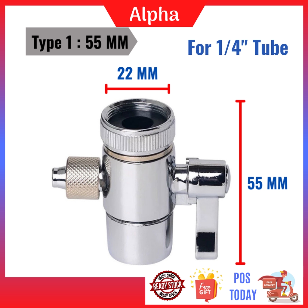 STANDARD ONE WAY Water Filter Diverter 1/4" Tube Faucet Diverter Faucet ...