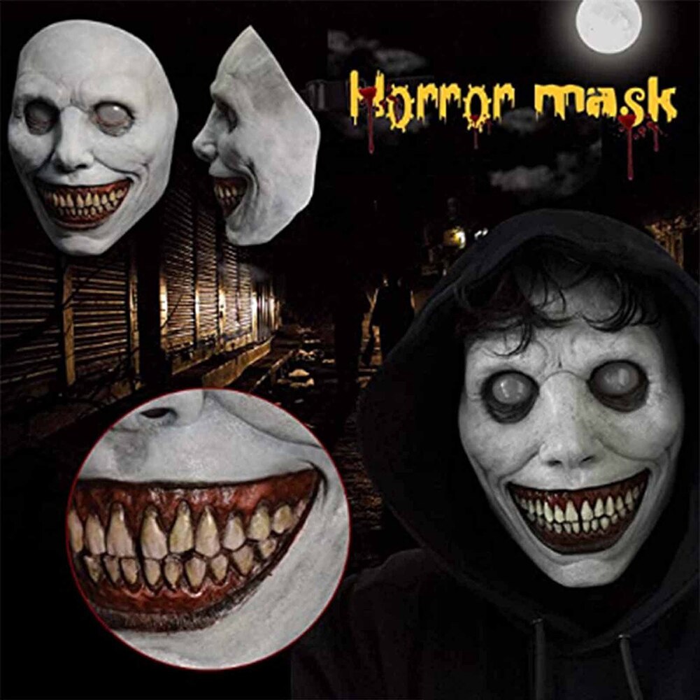 Creepy Halloween Horror Mask Exorcist Smile Mask Evil Face Costume ...