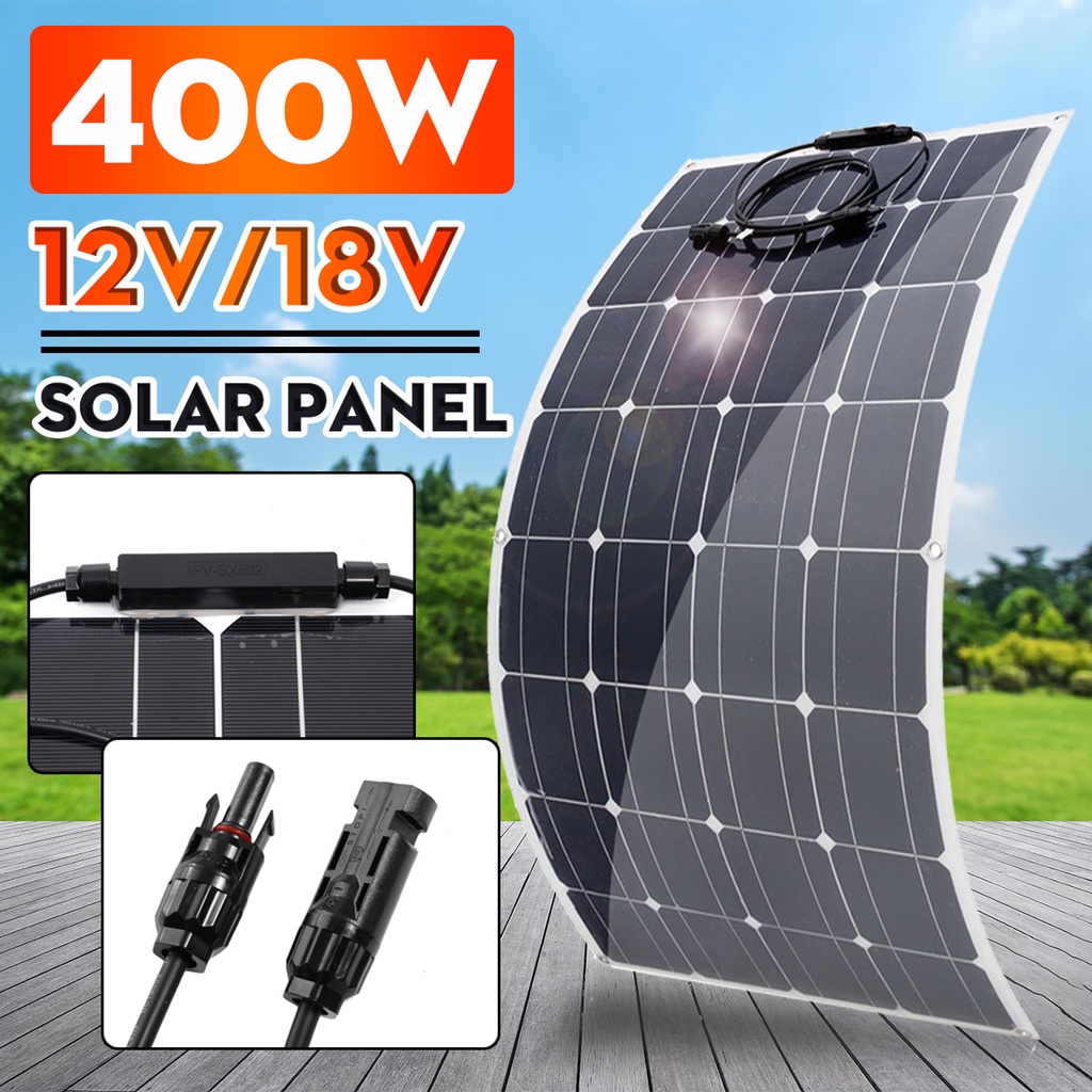 500W 18V Solar Panel Monocrystalline Solar Cell Bank Pack DIY Cable ...