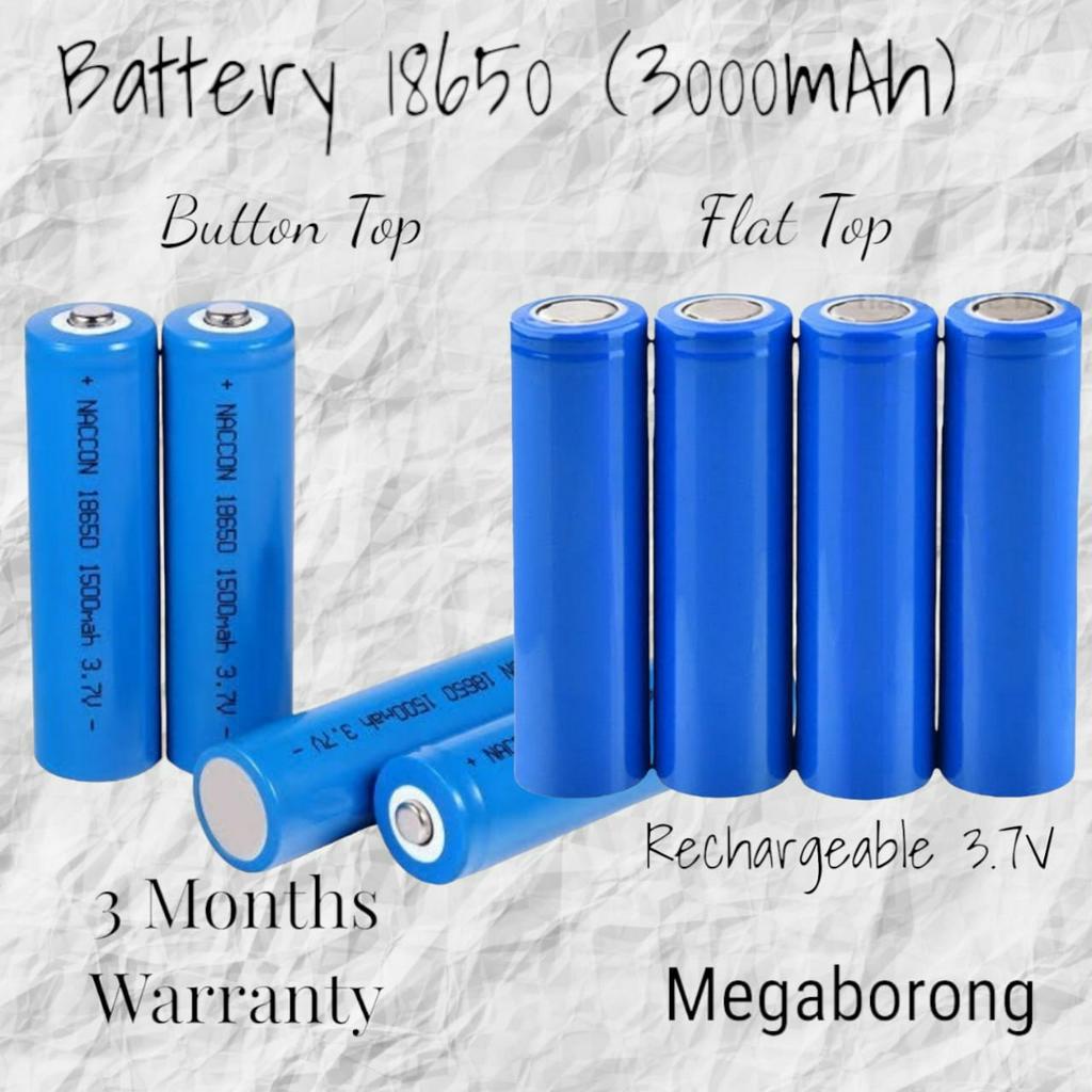Flat Top & Button Top Rechargeable 18650 Lithium Ion 3.7V Battery ...