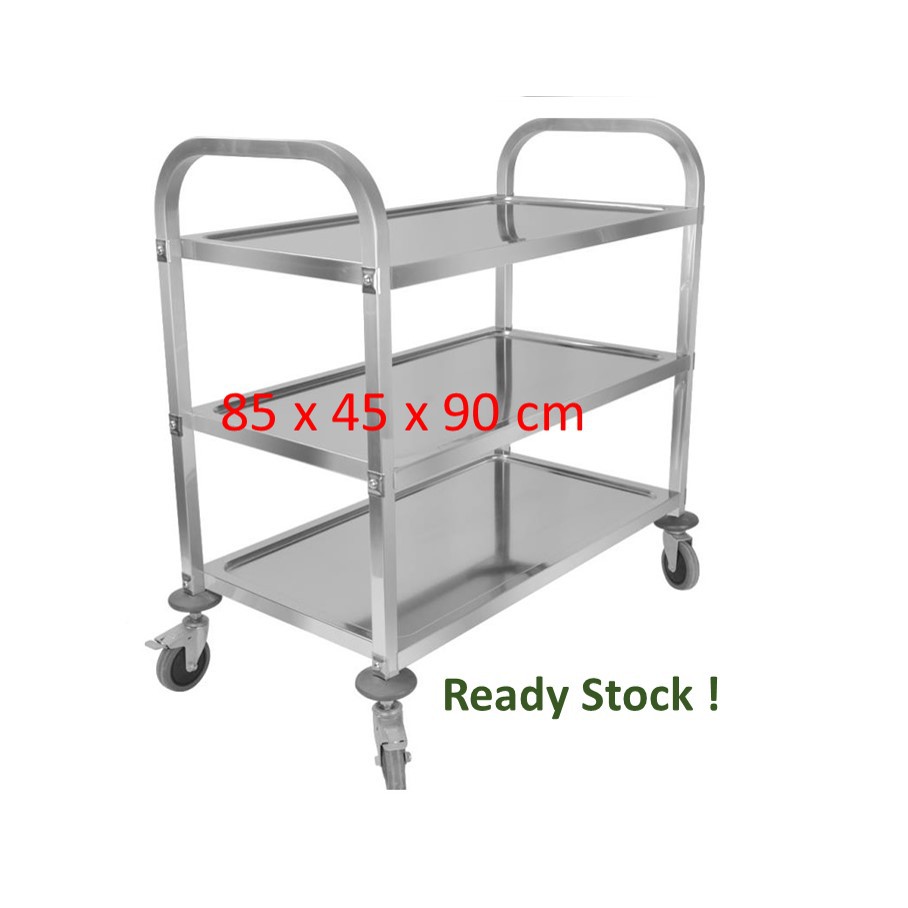 KIZZY 3 Tier Stainless Steel Trolley Cart troli | Shopee Malaysia